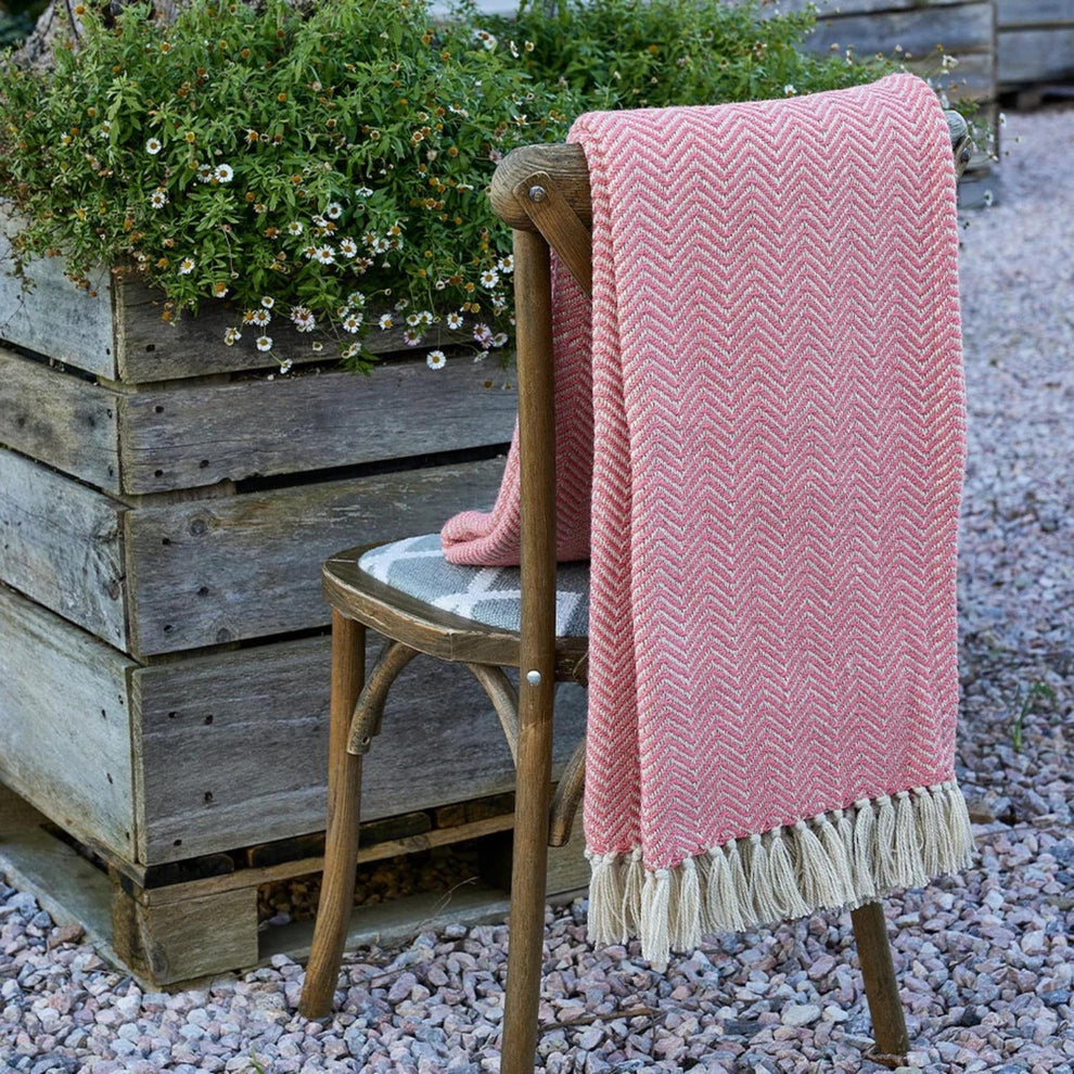 Coral Herringbone Blanket – Weaver Green Australia